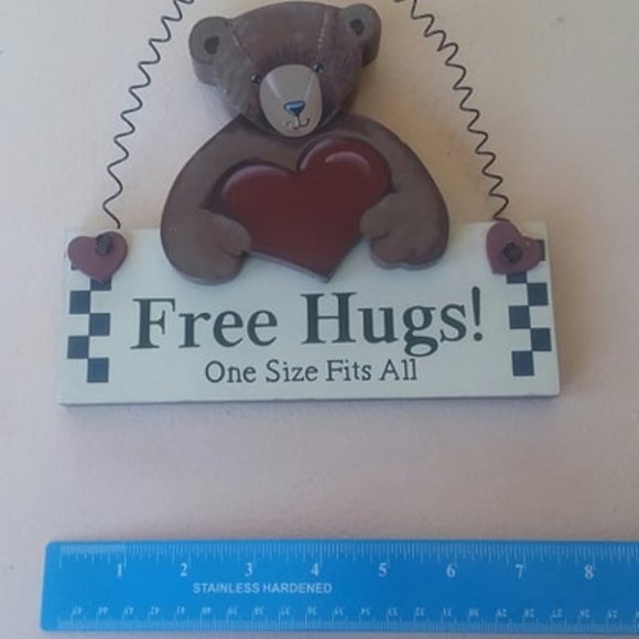 Hand Made | Wall Decor | Wooden Bear Sign Free Hugs One Size Fits All ...